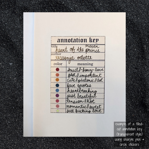 book annotating color key bookplate – girlinread annotating stickers